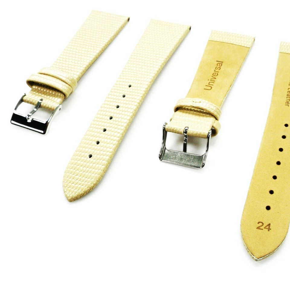 Watch Bands Flat Genuine Leather Lizard Grain 12MM to 24MM 8 Colors ...
