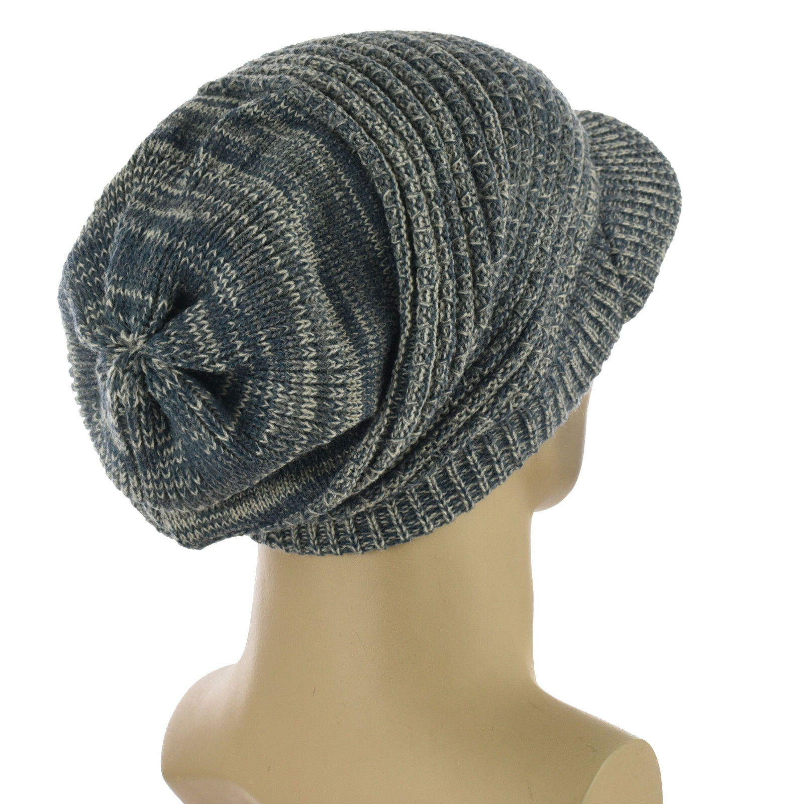 1 Knit Unisex Ladies Men Baggy Rasta Beanie Hat Cap Ribbed with Brim ...