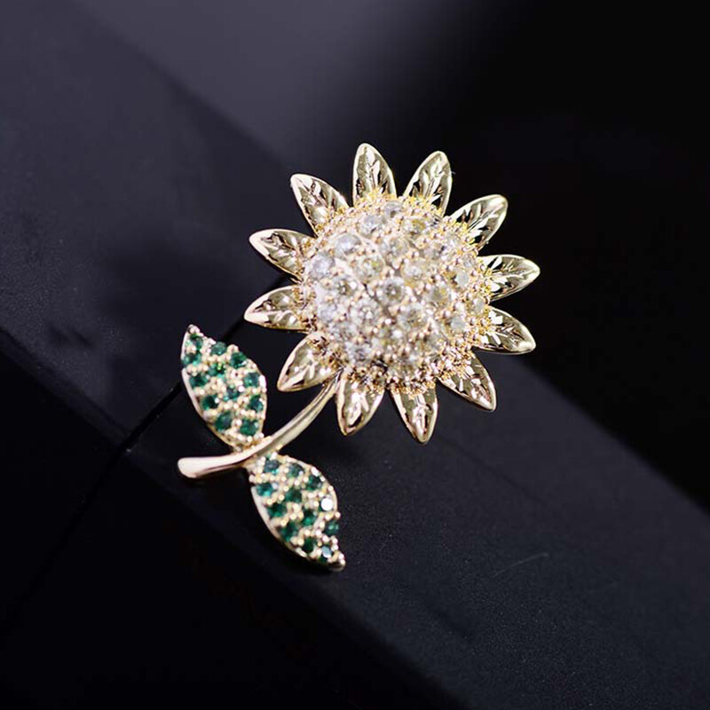 Trendy Shiny Rhinestone Sunflower Brooches Anti-light Buckle Brooch Small Pin | eBay