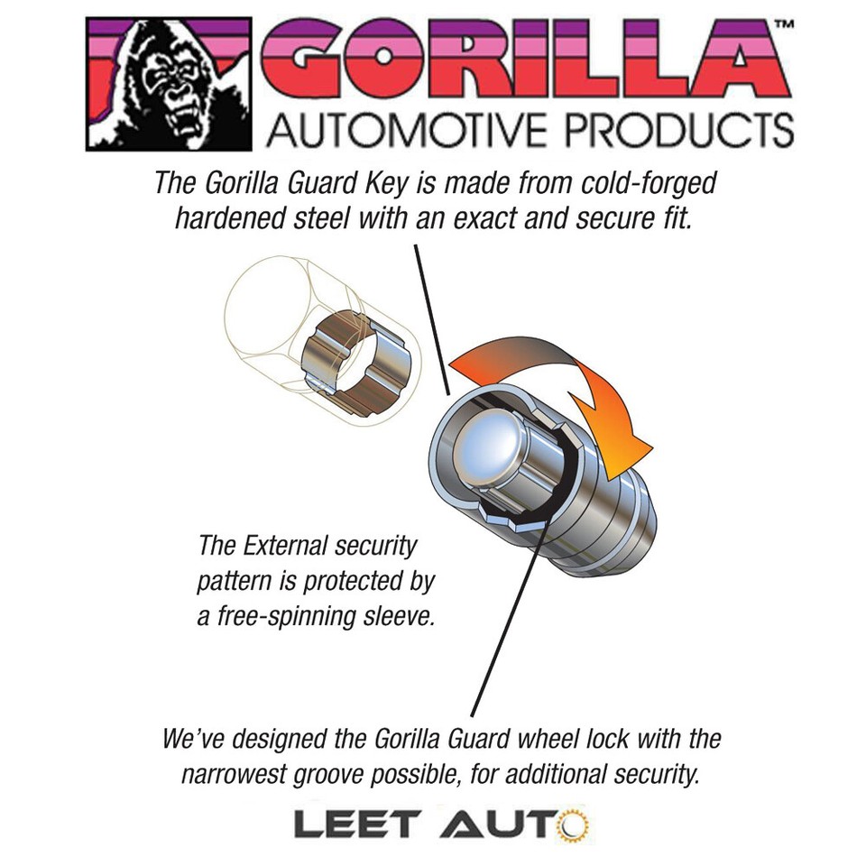 [2 Keys] Gorilla Guard Wheel Locks, 12mm x 1.25, Bulge Acorn, Chrome ...