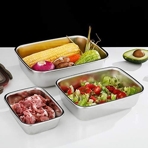 3 Pieces Stainless Steel Food Storage Container with Lids Airtight ...