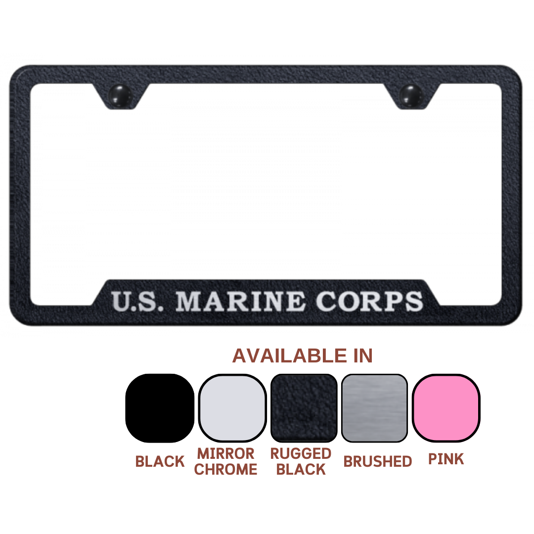 US Marine Corps Laser Etched Logo Notched License Plate Frame Official ...
