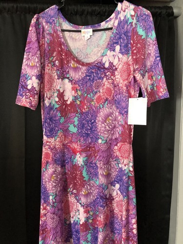 Lularoe Ana maxi Dress Medium Pink andPurple Big Floral Print Brand New ...