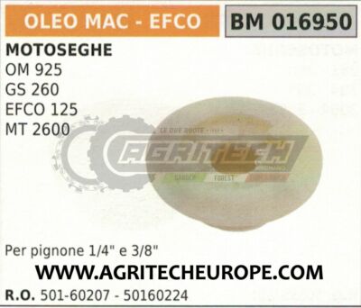 50160207 Vis Sans Fin Chiochiola Pompe Huile Motochaîne Oleo Mac 925 ...