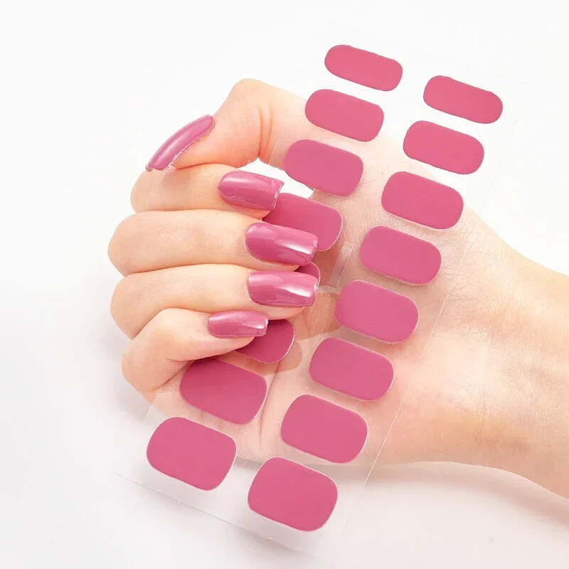 16 Strips Patch Full Cover Wraps Gel Nail Sticker UV Lamp Semi-Cured ...