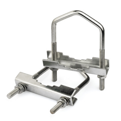 2x Heavy Duty Jaw V-Bolts Aerial Antenna Pole/Mast- Steel Outdoor U ...