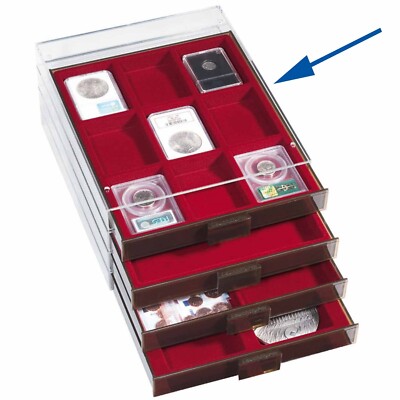 Coin Display Drawer Presentation Box Tray For 9 Certified Graded Slabs ...