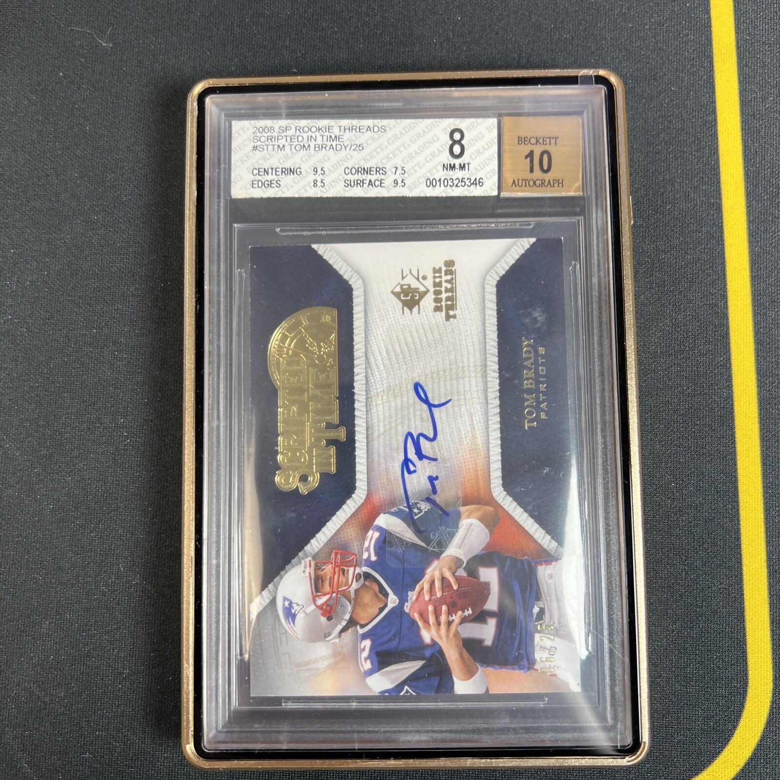 2008 SP Rookie Threads Tom Brady Auto /25 BGS 8 Auto 10 Scripted In ...