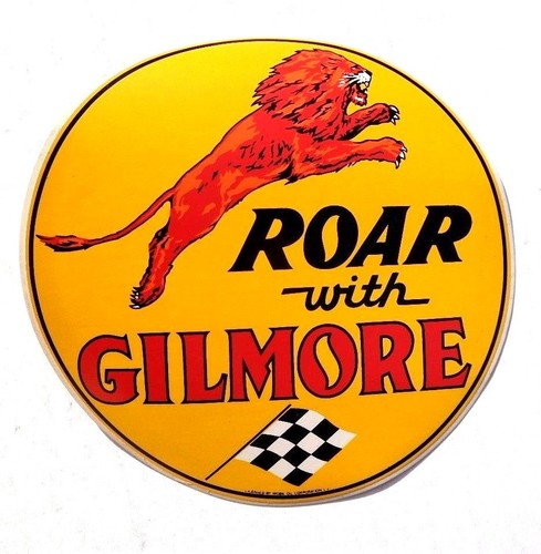 Vtg ORIG Style Roar With Gilmore Gasoline Oil Gas Pump Decal Sticker 6 ...
