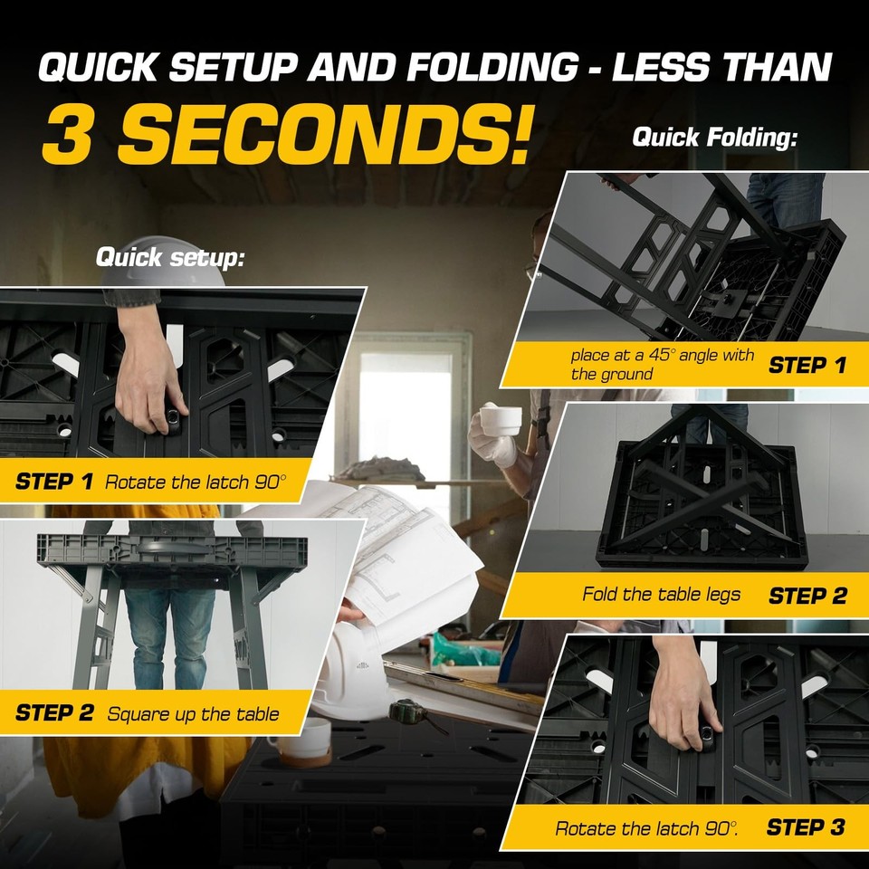 Express Folding Work Table, Easy Setup Portable Folding Work Table ...