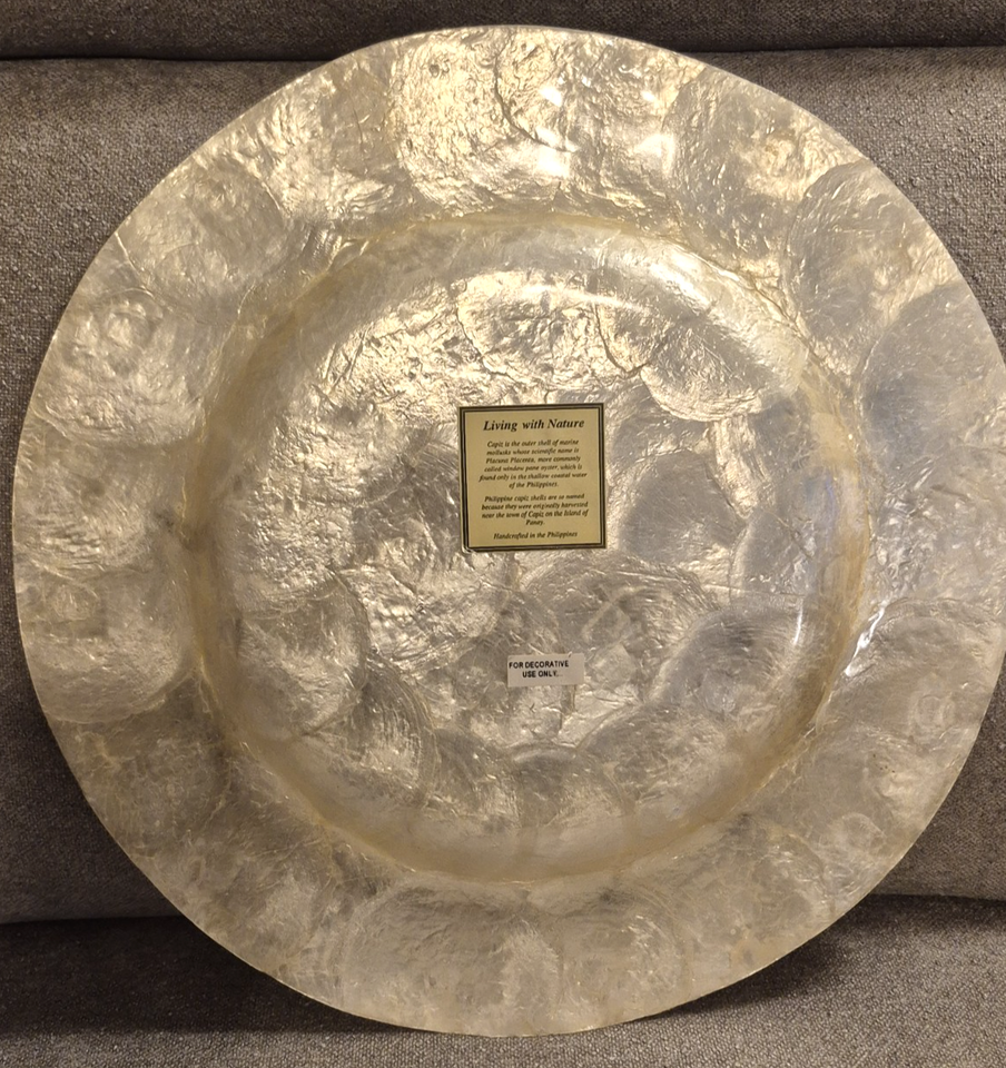 VTG Handcrafted PHILIPPINES CAPIZ MOTHER OF PEARL Shell Platter Round ...