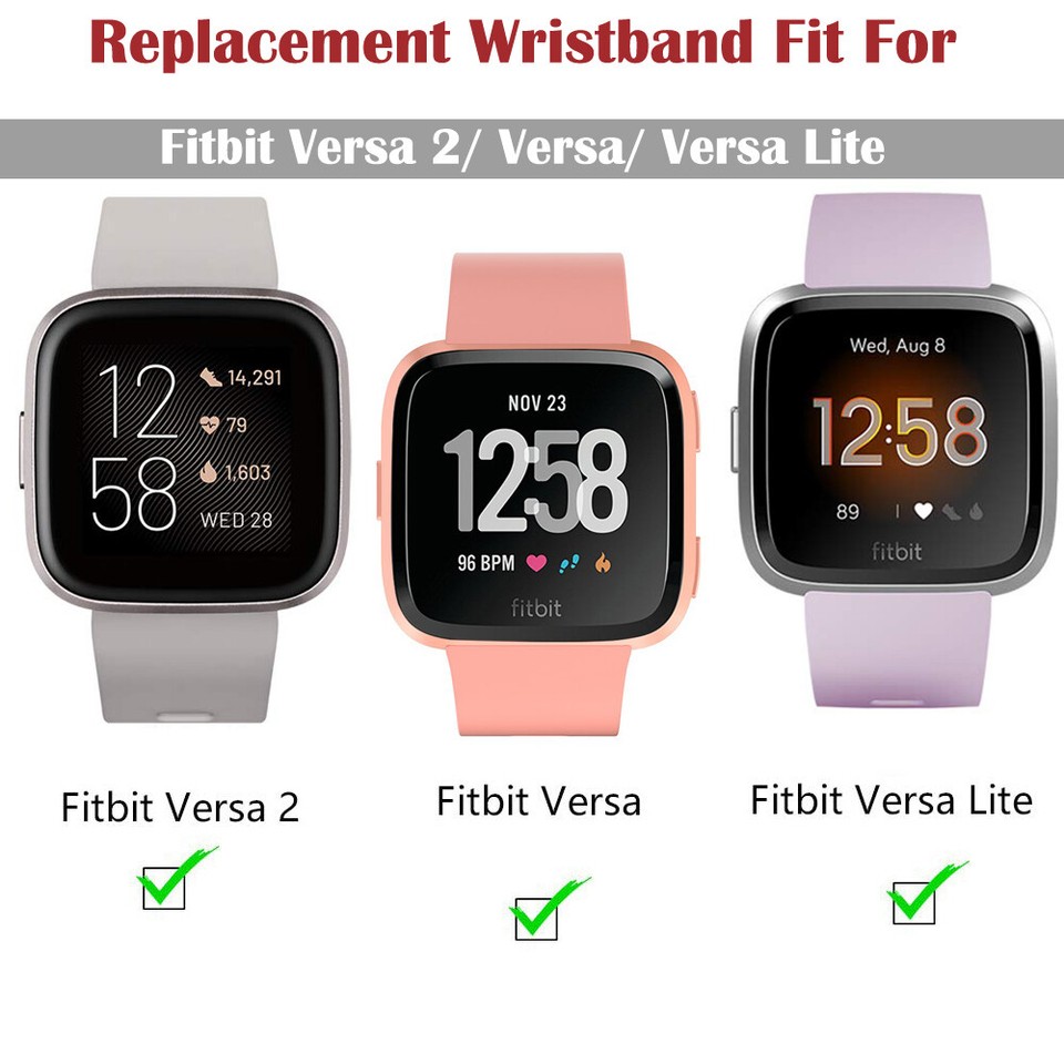 For Fitbit Versa 2/Versa/Versa Lite Replacement Silicone Sport Strap ...