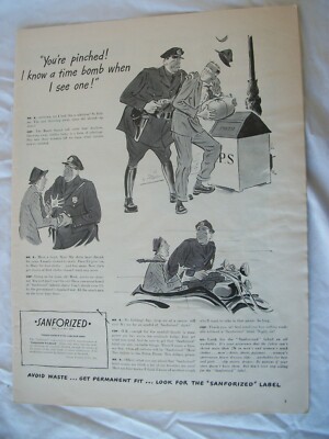 VTG 1944 Orig Magazine Ad Sanforized Shrunk I KNOW A TIME BOMB WHEN I ...
