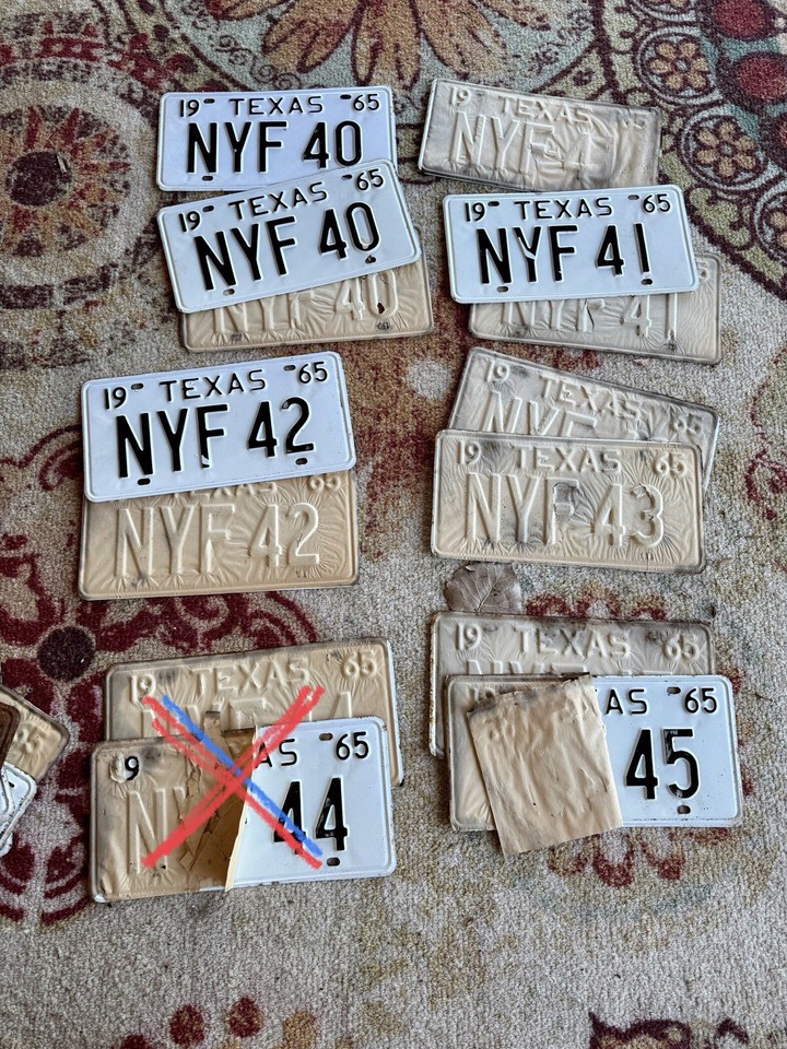 New, Unused Vintage 1965 Texas License Plate SETS | eBay