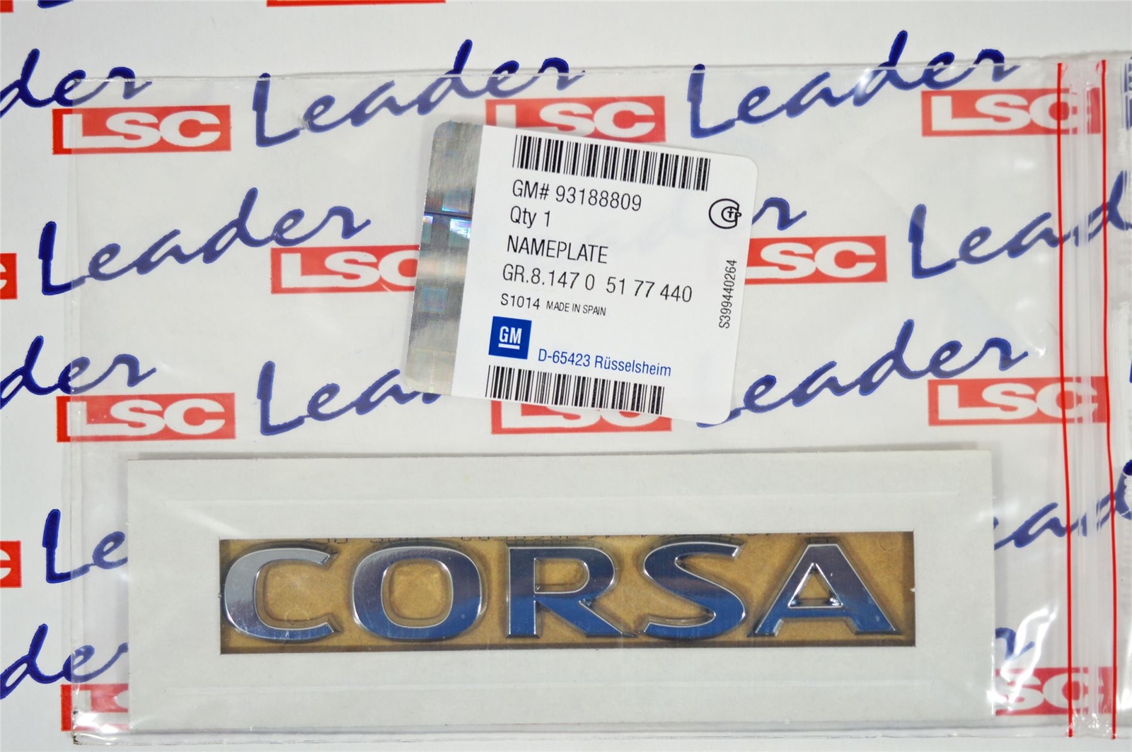93188809 ORIGINAL VAUXHALL 'Corsa' Tailgate / Rear Nameplate Badge ...