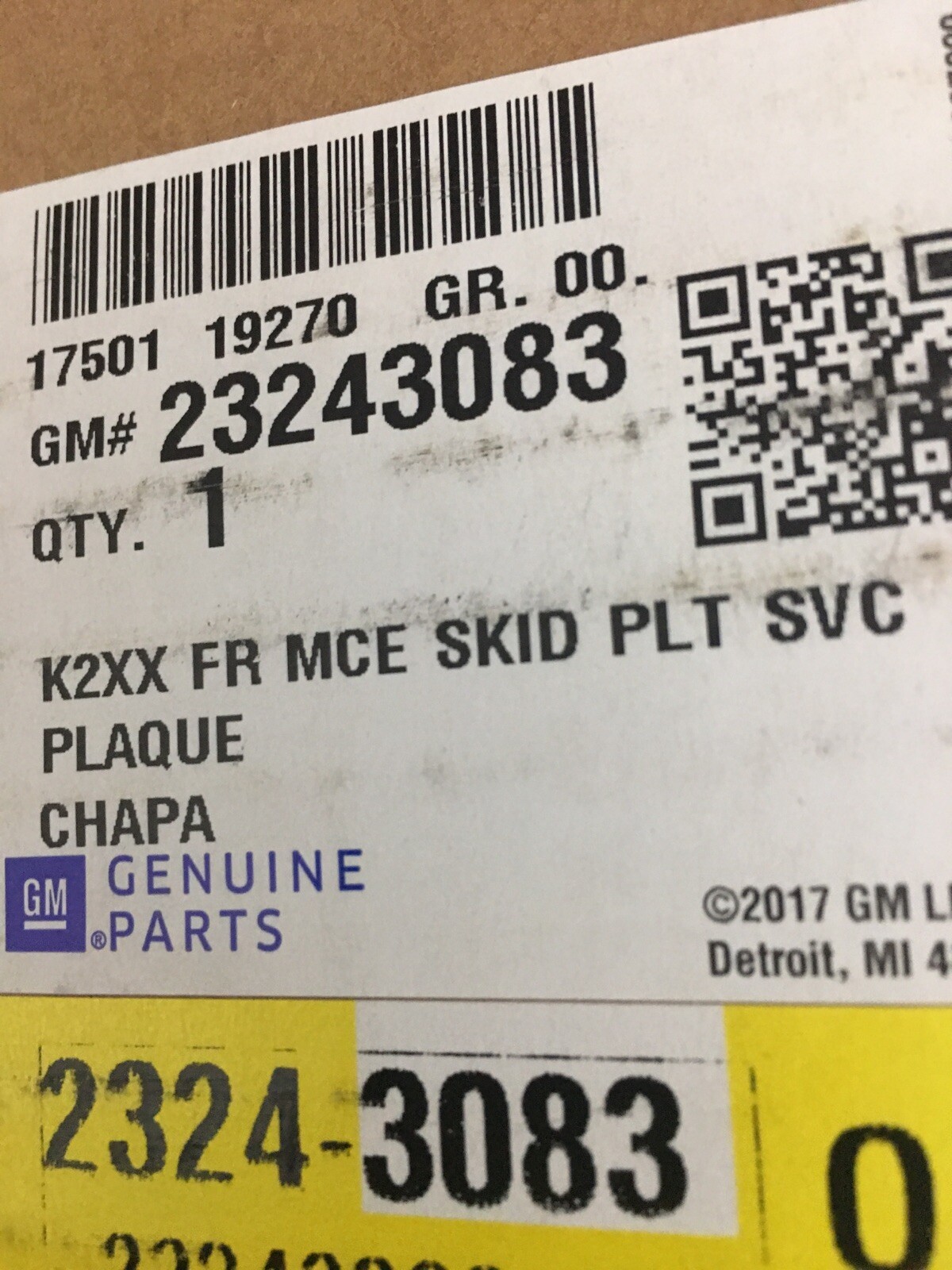 2016-2018 Chevrolet Silverado Chrome Front Bumper Skid Plate 23243083 ...