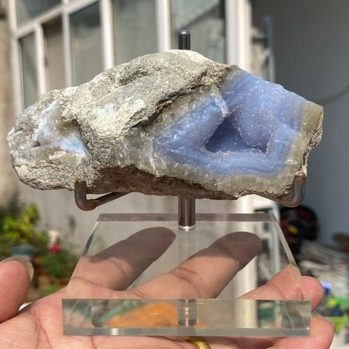 323g Large Blue Chalcedony Quartz Banded Crystal Geodes Rough Specimen ...