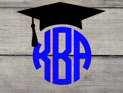 Graduation Cap Monogram Decal