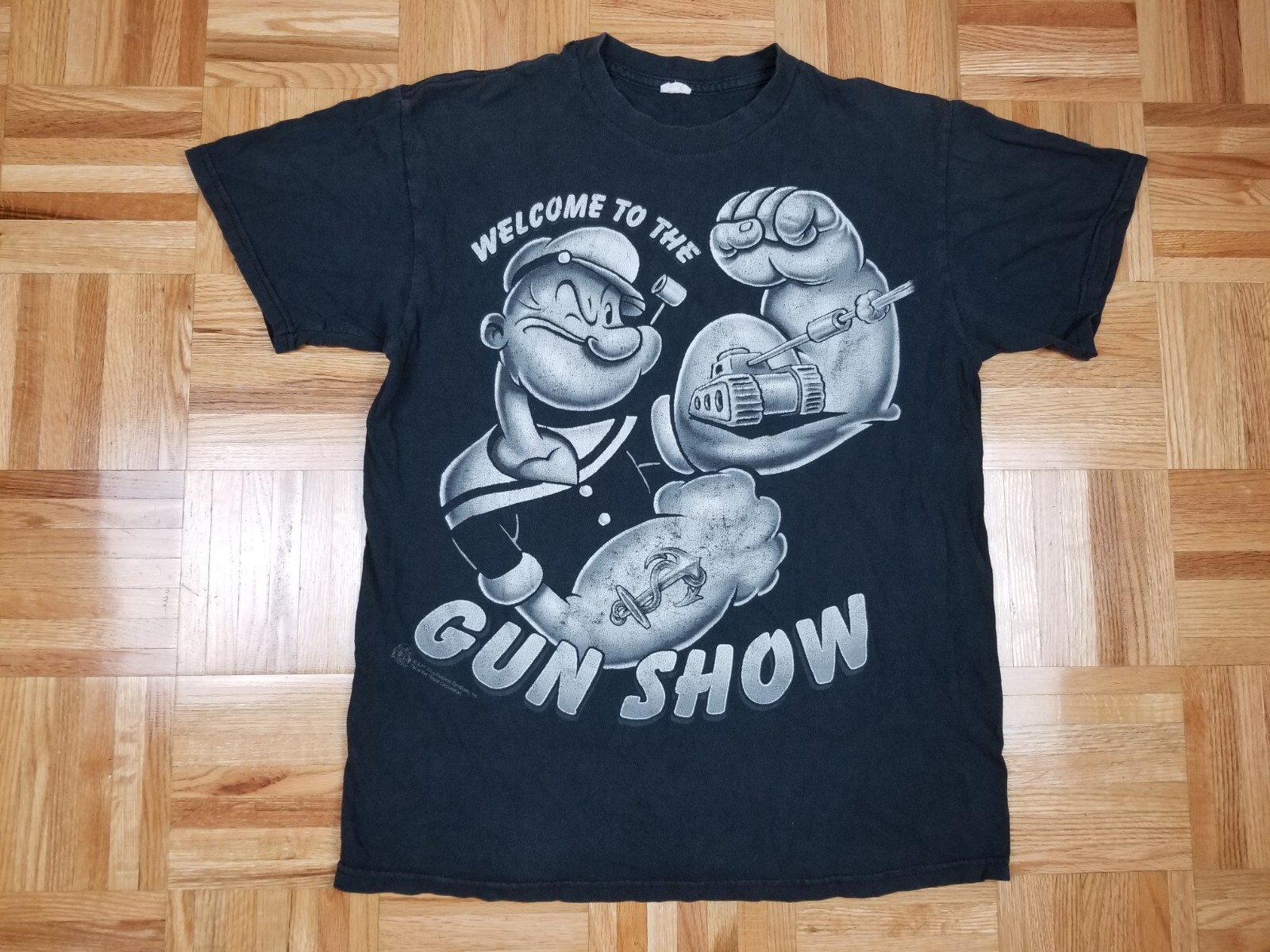 VINTAGE POPEYE WELCOME TO THE GUN SHOW BLACK T-SHIRT … - Gem