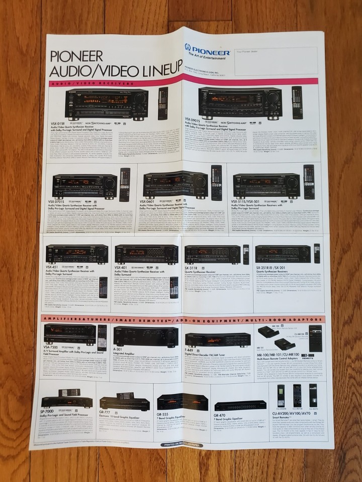 VINTAGE 1992 PIONEER AUDIO / VIDEO LINEUP BROCHURE | eBay