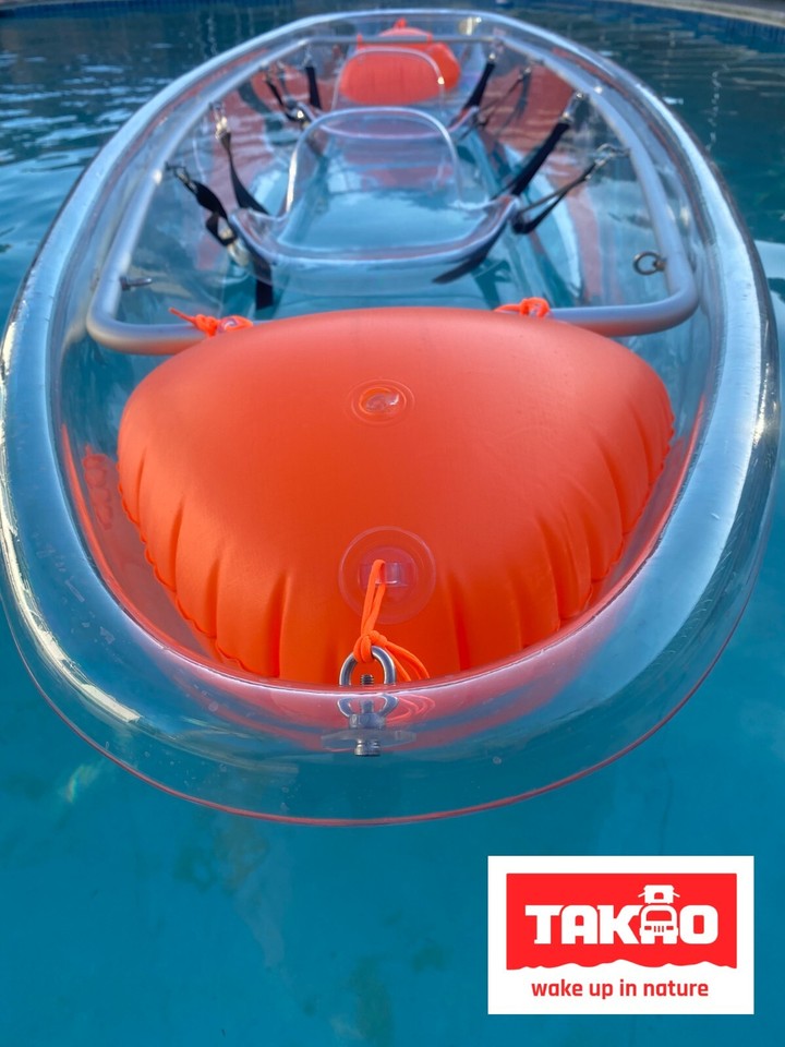 Takao 2-Seater Clear Kayak Double Plexiglass Bottom w/Frame Clear Seat ...