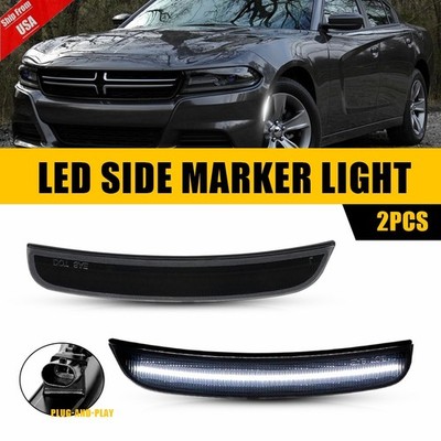 2x Smoke LED Side Marker Lights For 15-22 Dodge Charger R/T Scat Pack ...