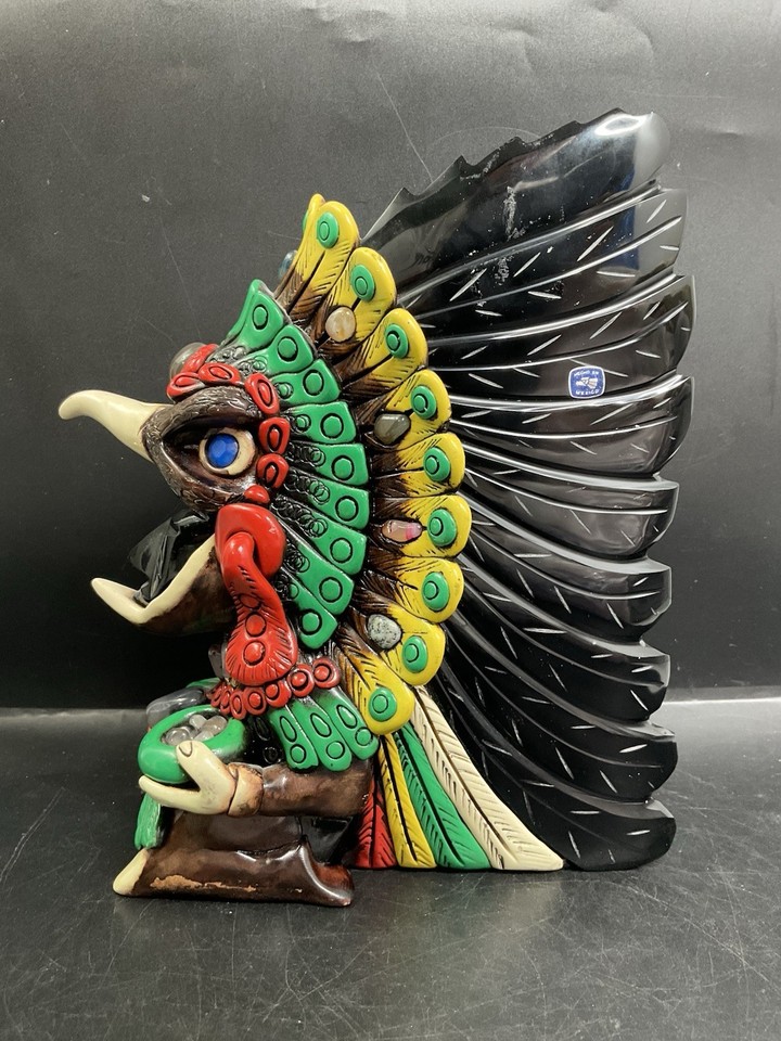 MEXICAN HAND-CARVED OBSIDIAN AZTEC MAYAN EAGLE WARRIOR CUAUHTLI ...