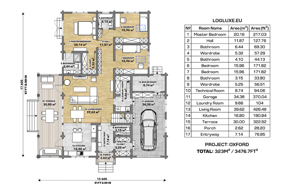 LUXURY PREFABRICATED LOG CABIN HOME KIT 3476 ft² / 323m² - DISCOUNT ...