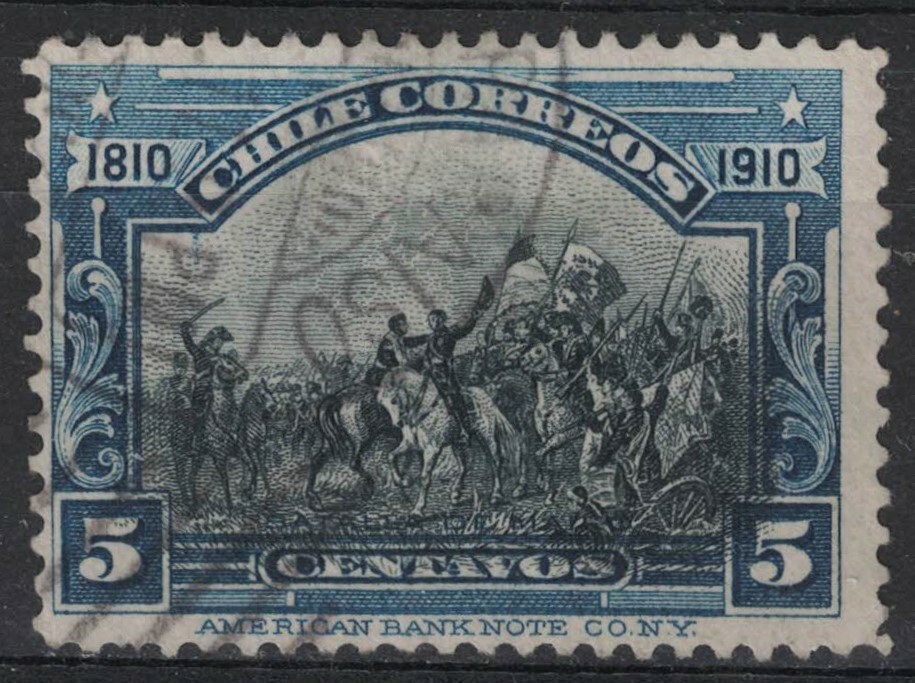 CHILE:1910 SC86 Used Independence Centenary Issue-Battle of Maipu T795 ...