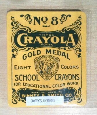 Crayola Binney&Smith No. 8 School Crayons Metal Tin Yellow 2000 NEW ...