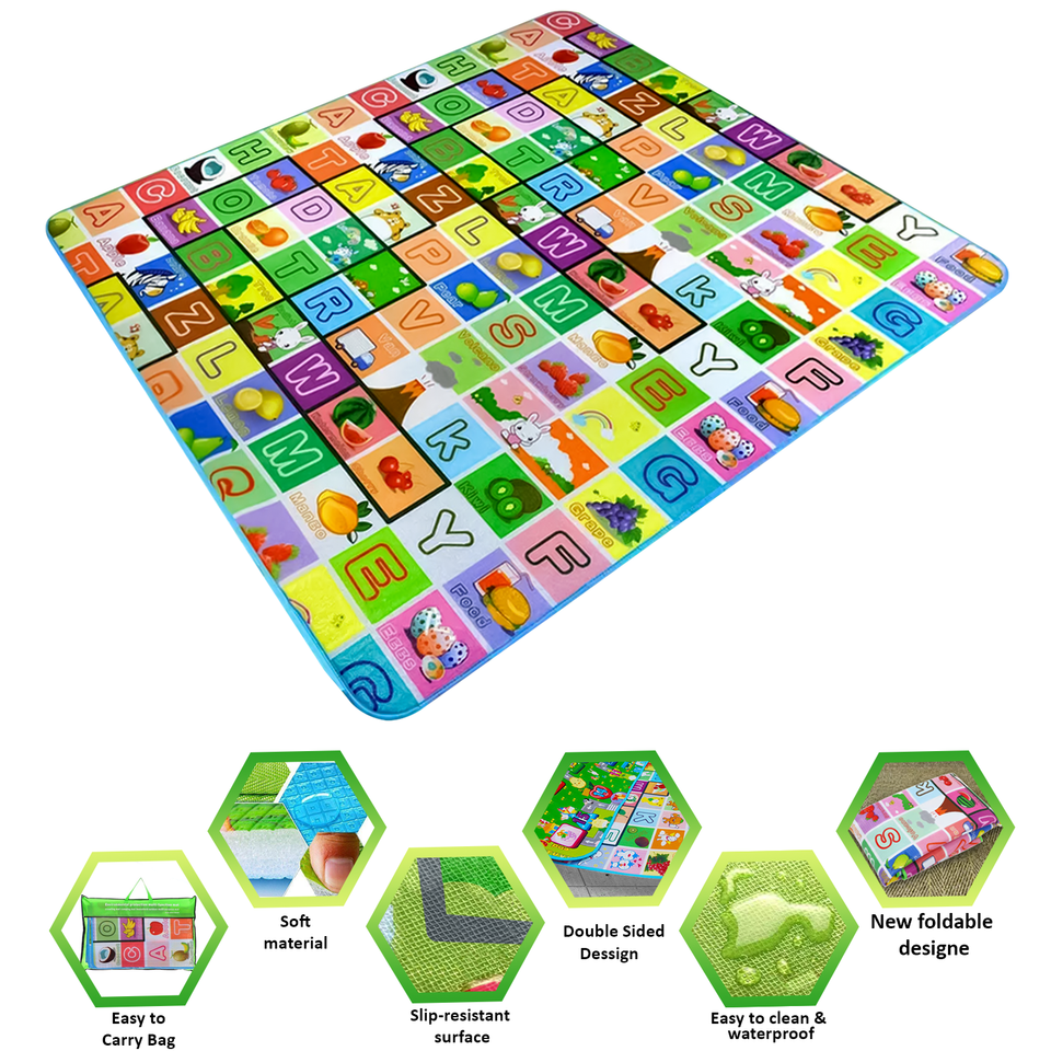 200X180CM KIDS CRAWLING 2 SIDE PLAY MAT EDUCATIONAL GAME SOFT FOAM ...