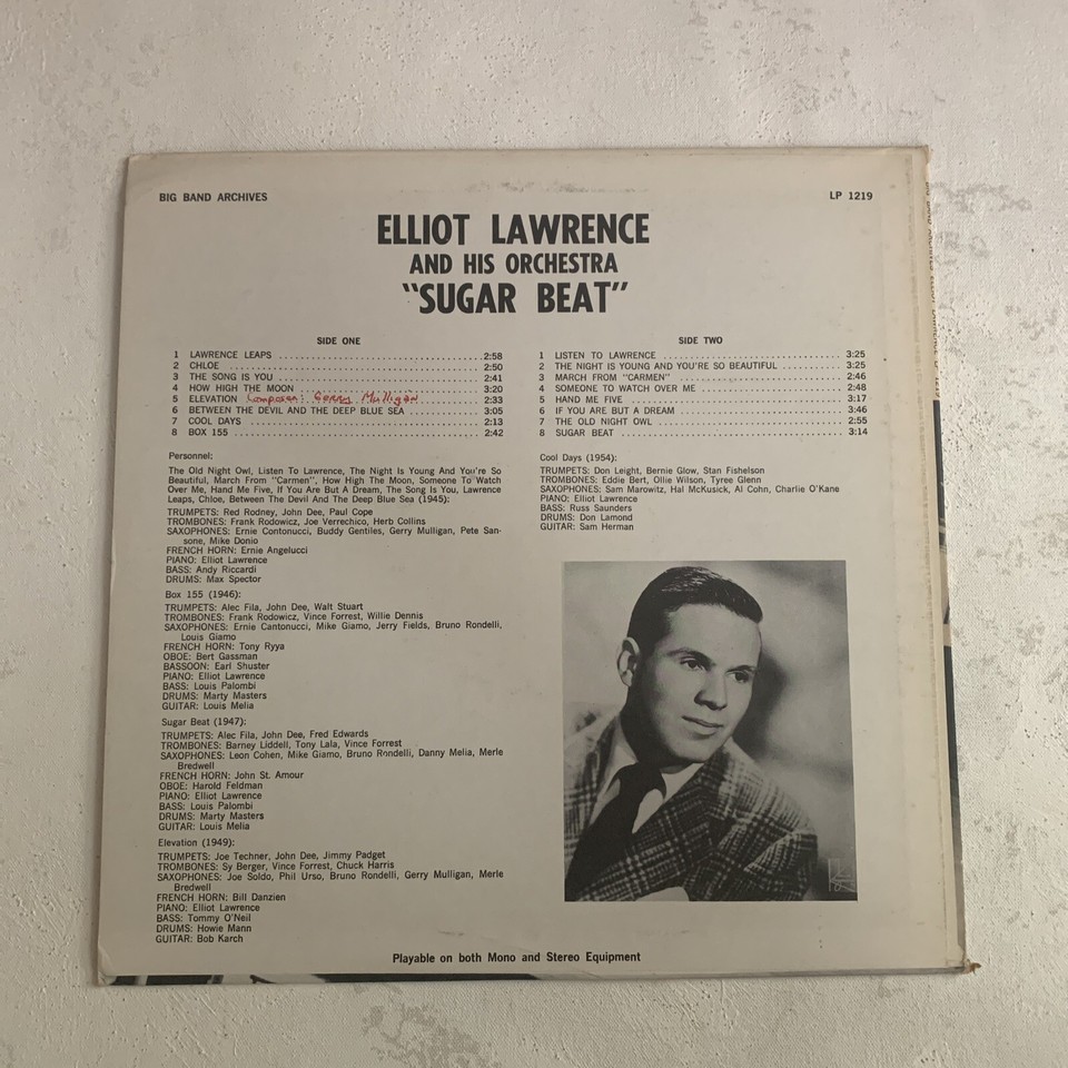 Elliot Lawrence and His Orchestra Sugar Beat LP vinyl USA Big Band ...