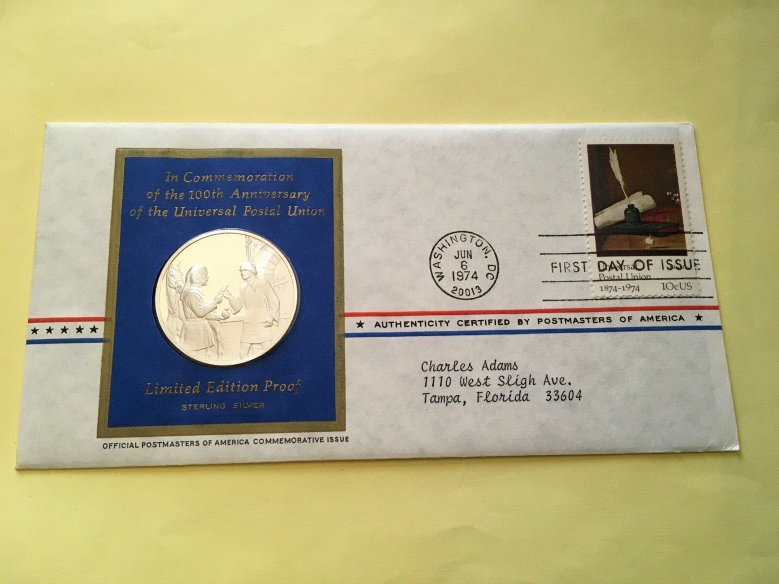 1974 Postmasters of America 100 Years of Postal Union .925 Sterling ...