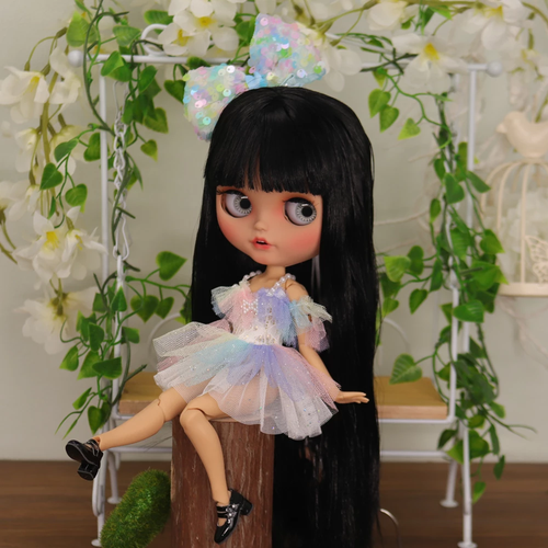 Blythe Doll 12" Pouting Mouth Tan Skin Matte Face Black Hair BJD Toy ...