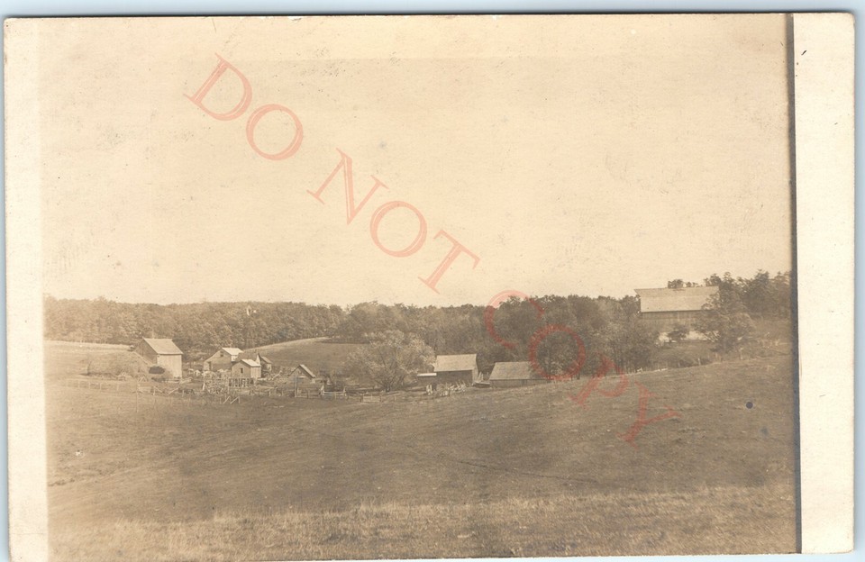 c1910s Birds Eye Farm Barn House RPPC Real Photo Postcard Home Acreage ...