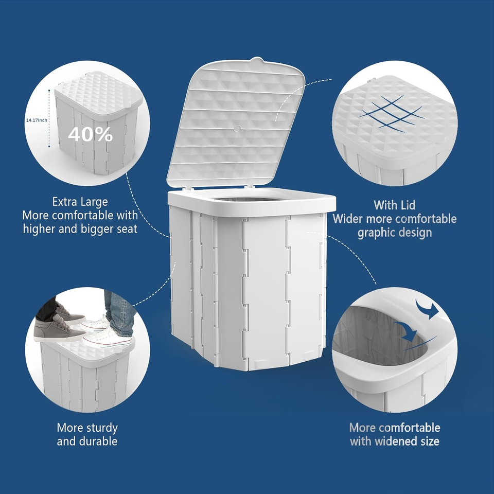Portable Camping Toilet for Adults - XL Portable Folding Toilet with ...