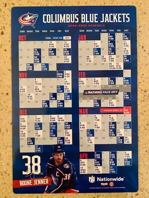 2024 - 25 Columbus Blue Jackets Schedule MAGNET BOONE JENNER | eBay