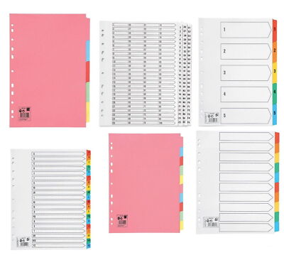 File Dividers Plain Or With Numbers Or Letters In A4 A5 And A3 | eBay UK