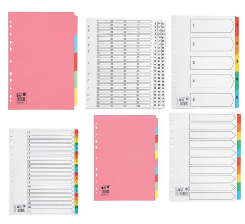 File Dividers Plain Or With Numbers Or Letters In A4 A5 And A3 | eBay UK