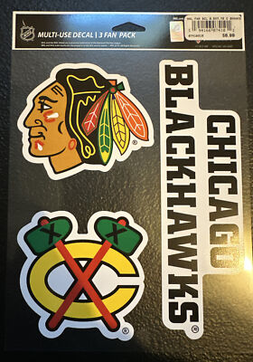 Chicago Blackhawks Multi Use Fan 3 Pack Decal Set [NEW] NHL Sticker ...