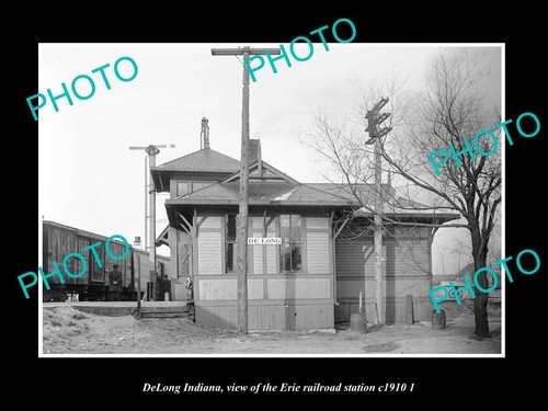 OLD 6 X 4 HISTORIC PHOTO OF DELONG INDIANA ERIE RAILROAD STATION c1910 ...