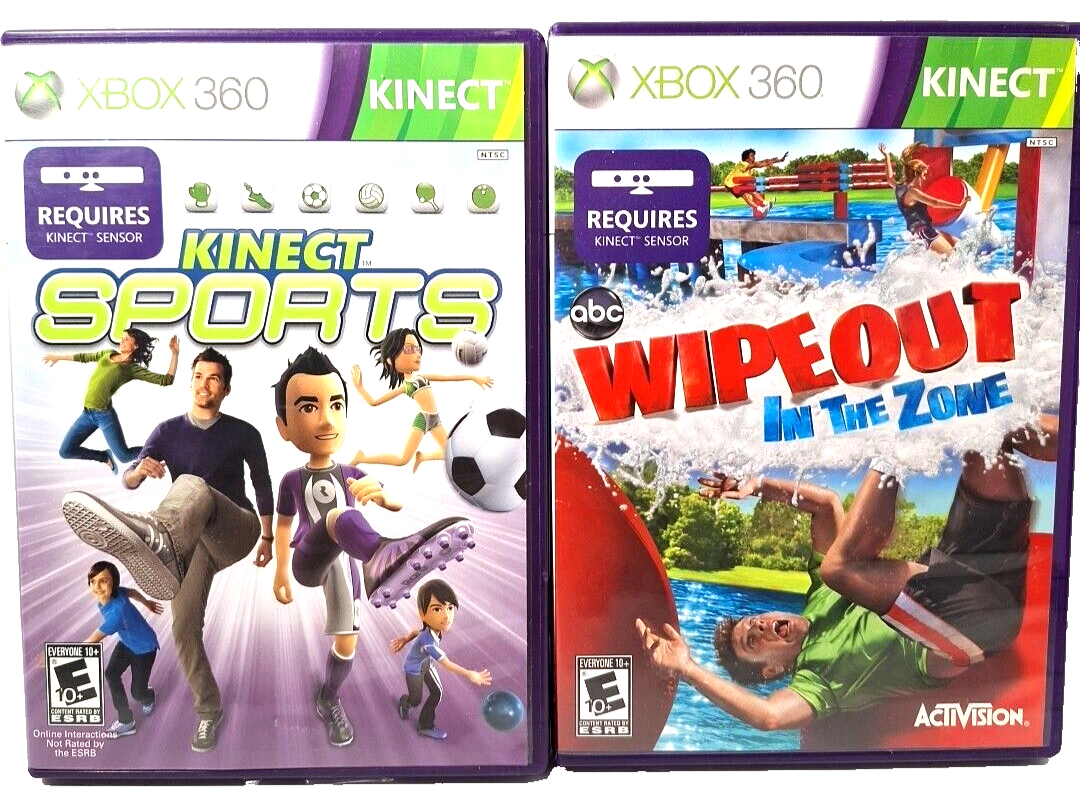 Microsoft Xbox 360 Kinect Video Games Lot KINECT SPORTS & WIPEOUT In ...