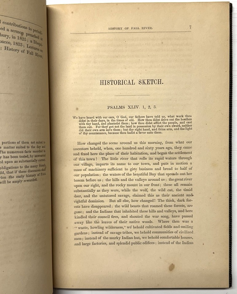 HISTORY OF FALL RIVER, MASSACHUSETTS, BY REVEREND ORIN FOWLER - 1862 ...