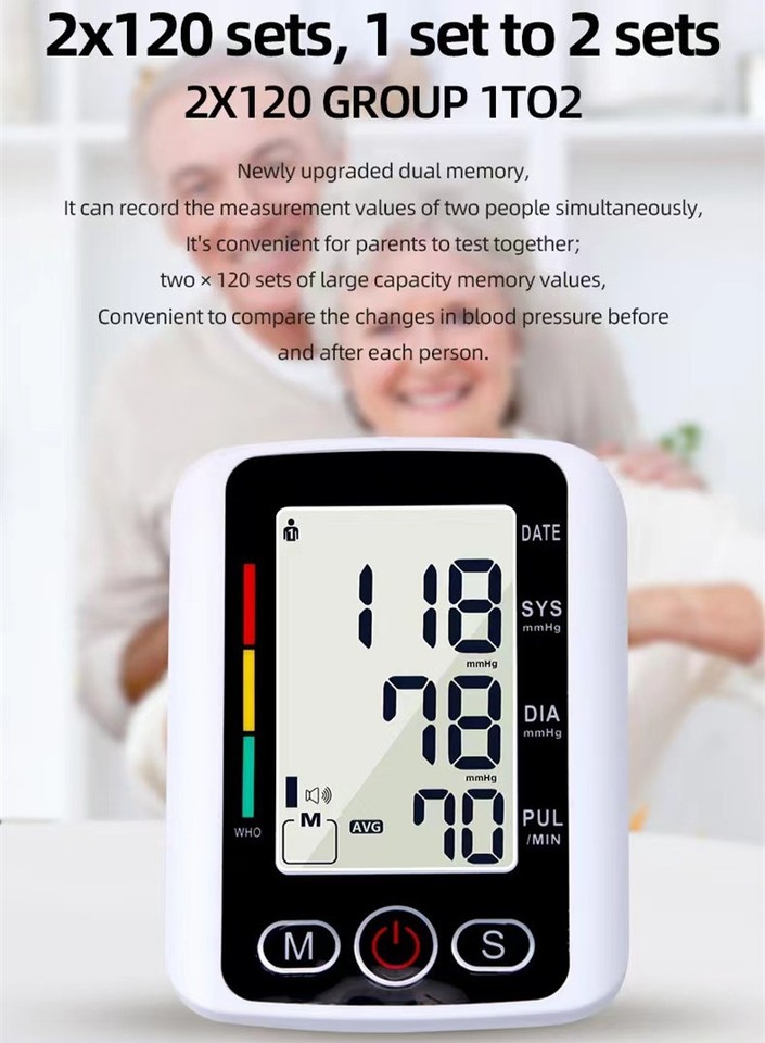 Digital Automatic Blood Pressure Monitor Upper Arm BP Machine Heart ...