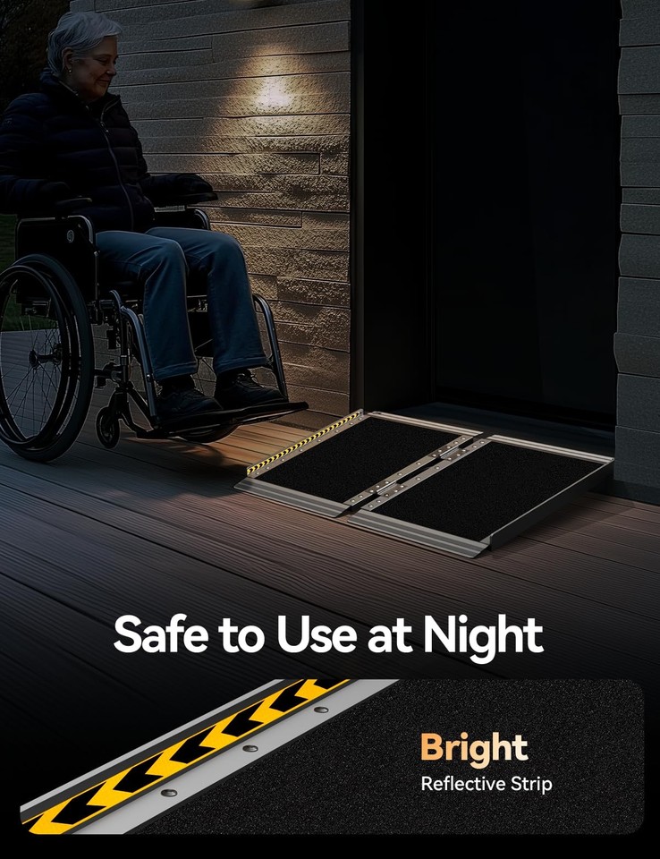 FACHNUO 2 Feet Portable Wheelchair Ramp, Non-Skid Aluminum Handicap ...