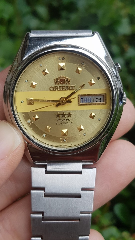 Vinatge Orient Tri Star Crystal Automatic 21 Jewels Stainless Steel ...