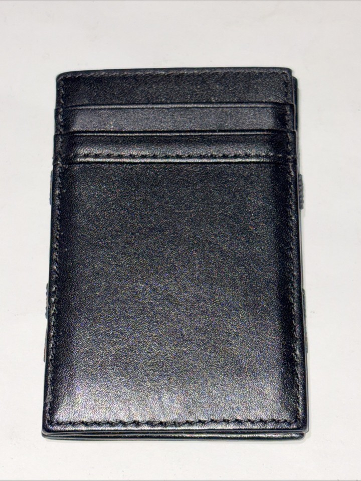 J. CREW Men's Black Leather Slim Magic Elastic Wallet | eBay