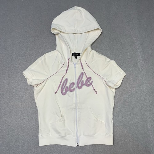 Bebe Short Sleeve Zip-Up Hoodie Sweatshirt Size M | eBay