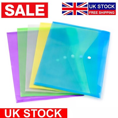 A4 Plastic Wallets Stud Document Wallet Files Folders Filing School ...
