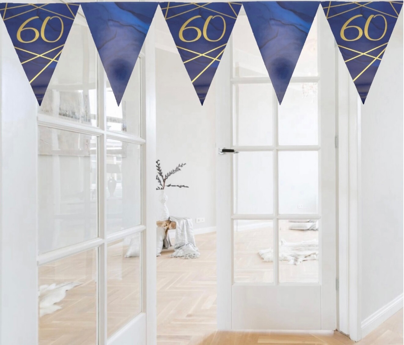 Navy & Gold 60th Birthday Party Bunting Flags Banner. 60th Party ...